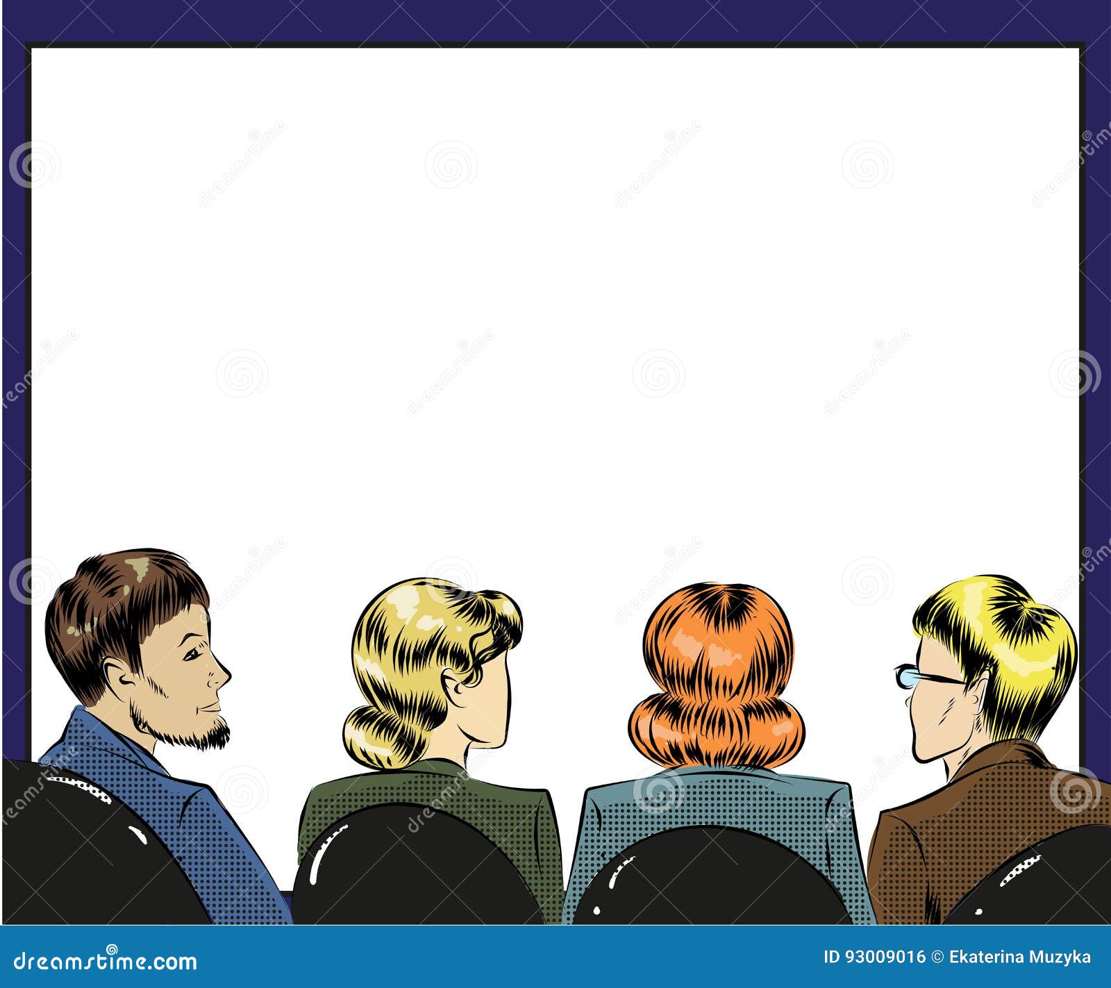 Vector Pop Art Illustration Of Spectators In First Row | CartoonDealer ...