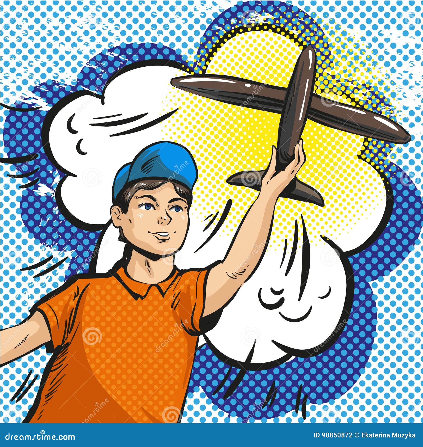 Young Man Launching Radio Controlled Airplane, Creative Handicraft ...