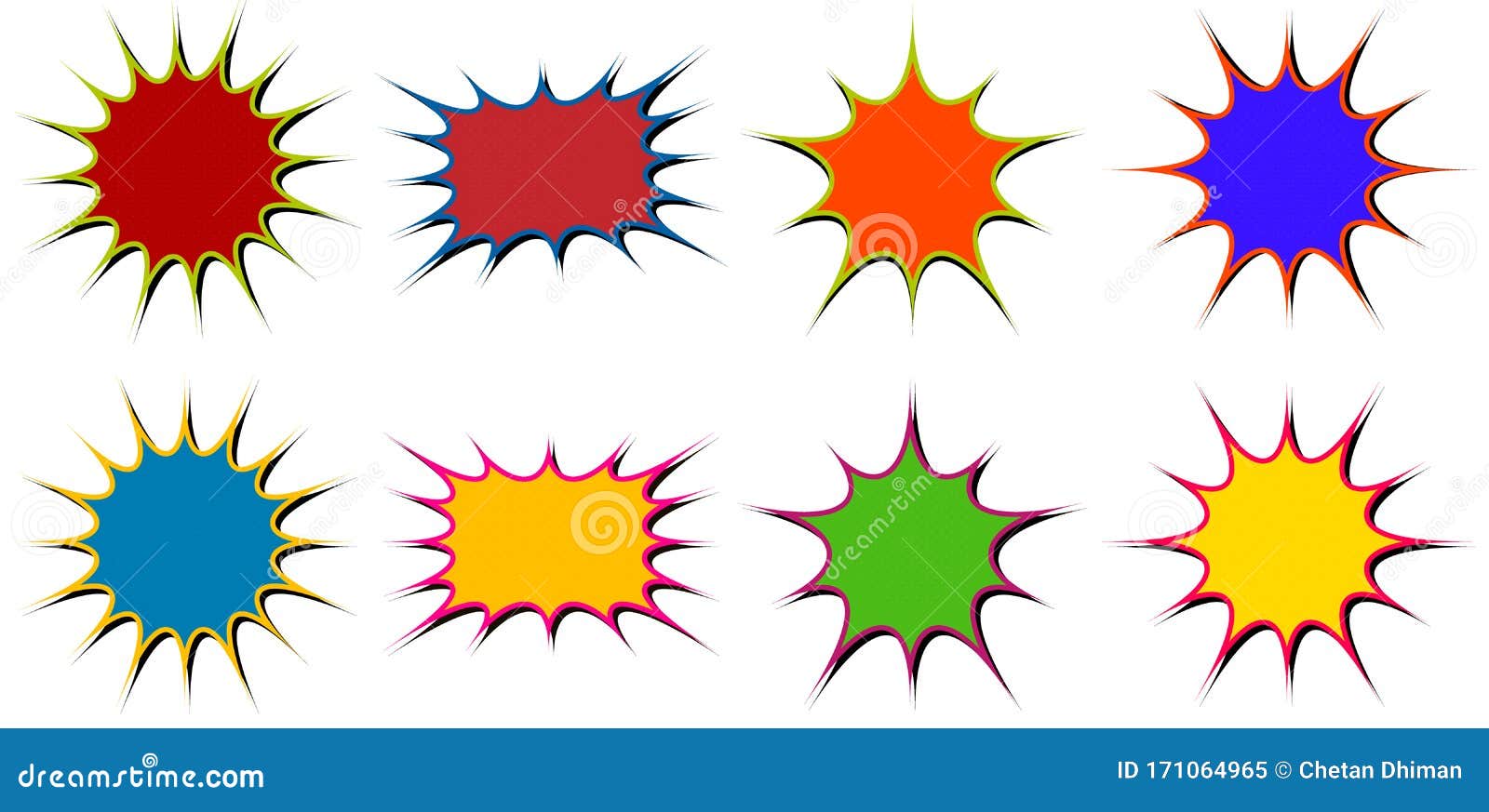 Vector Pop Art Starburst Abstract Cartoon Speech Bubbles Stock Vector ...