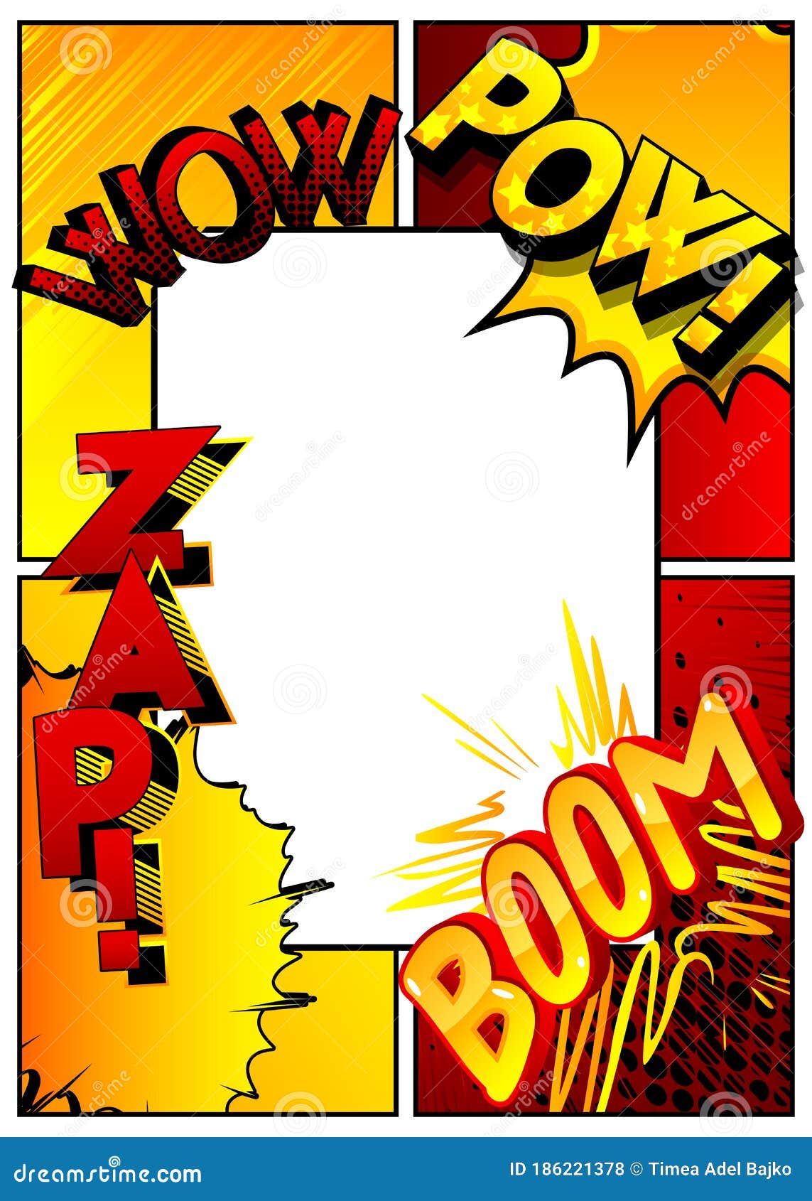Pop-art Style Comic Book Page Template Background. Stock Vector ...