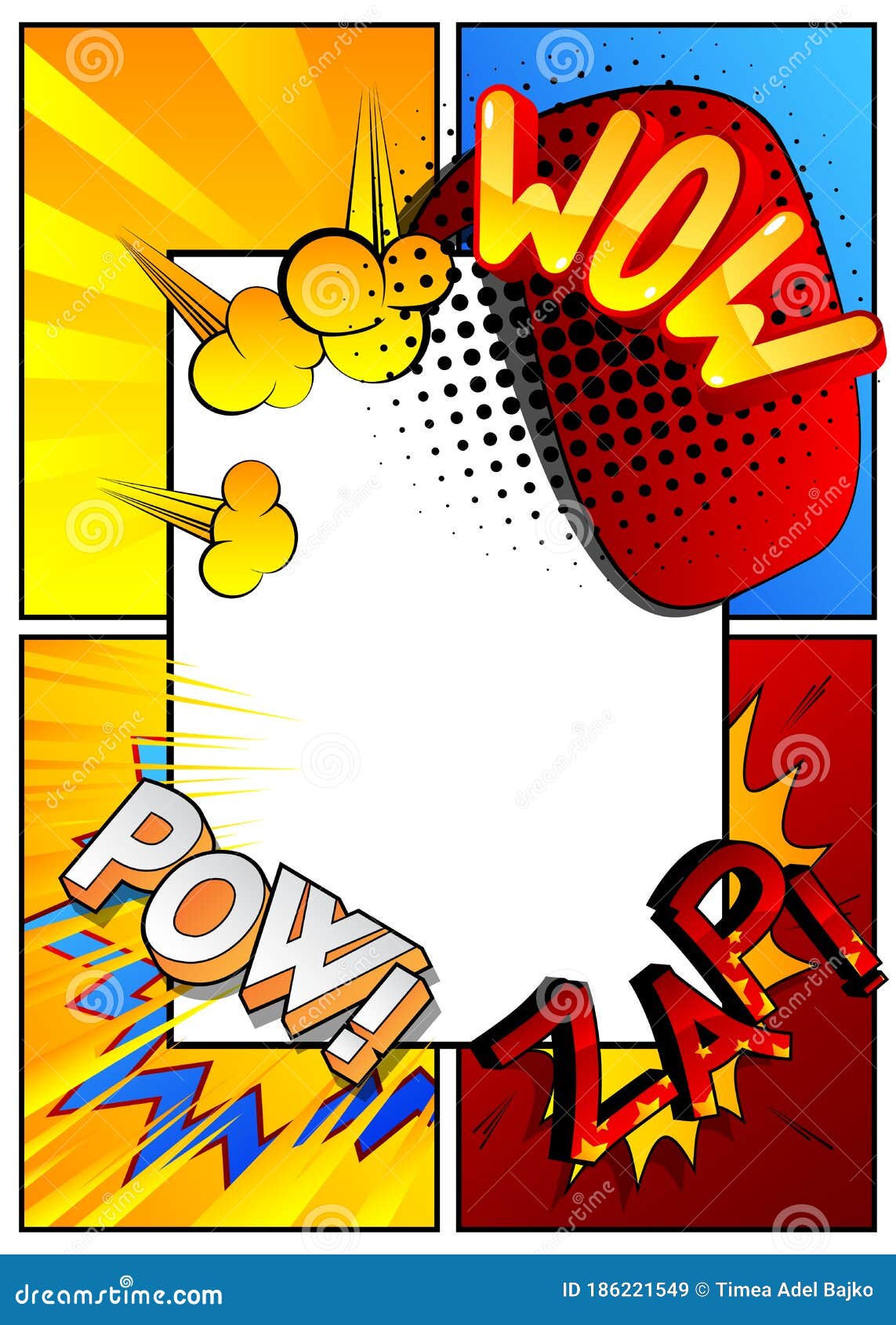 Pop-art Style Comic Book Page Template Background. Stock Vector ...