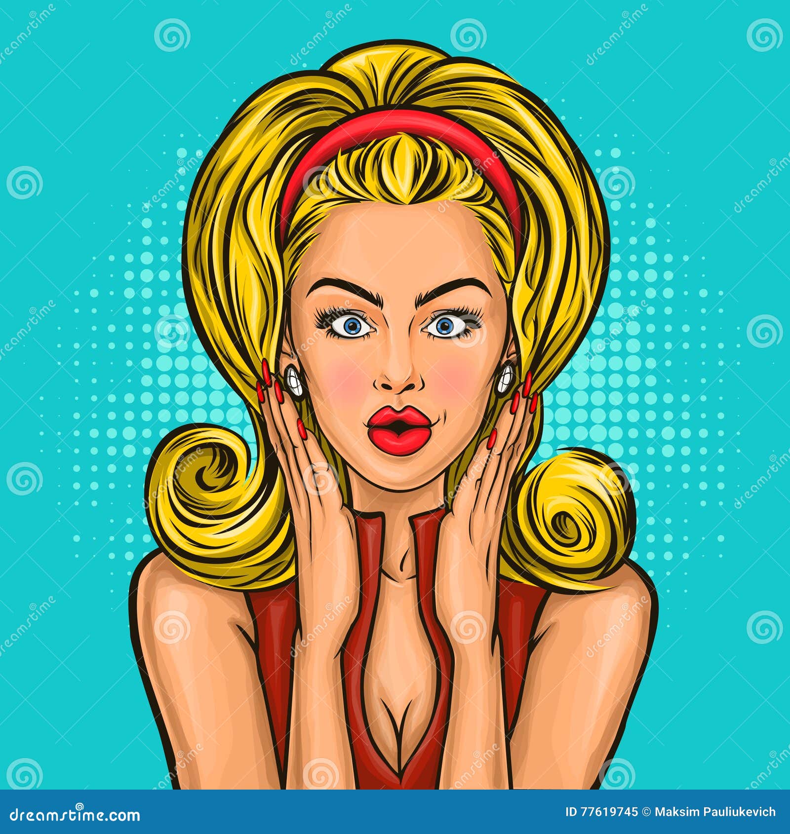 Vector Pop Art Surprised Girl Stock Vector - Illustration of face ...