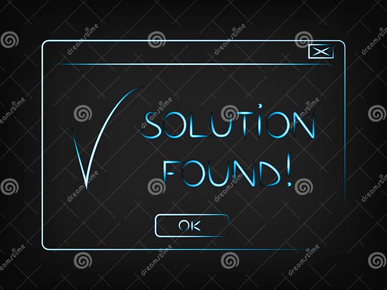 Vector Pop-up with Message Solution Found Stock Vector - Illustration ...