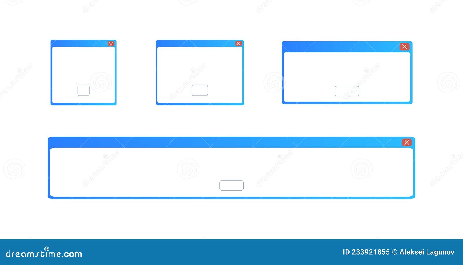 Vector Pop Up Windows Set, Different Length, Blank Frame Isolated ...