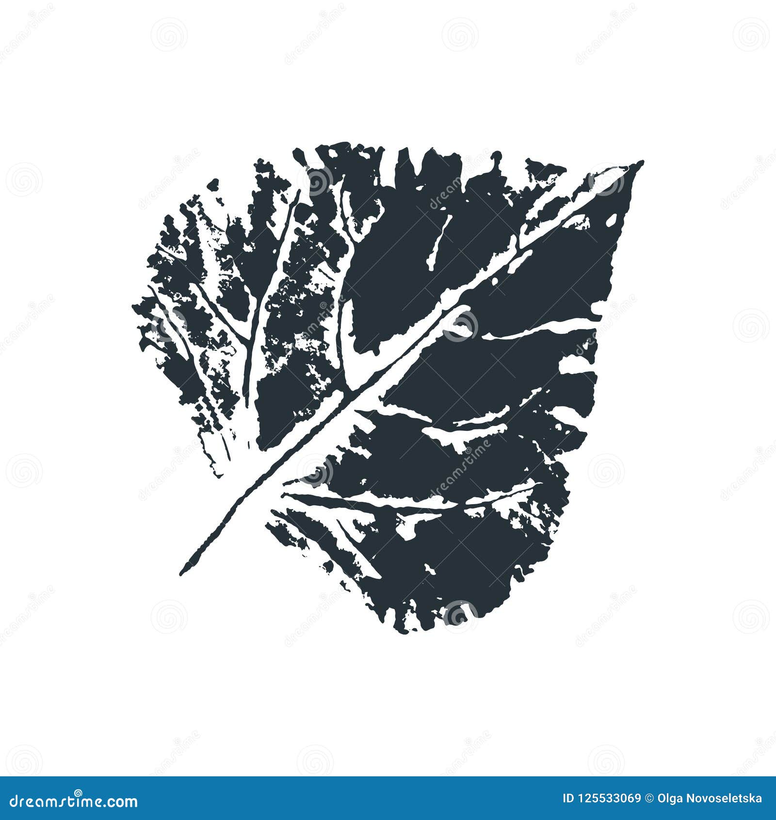 Vector Poplar Leaf Print. Inkprinted Leaves of the Trees on Paper Stock ...