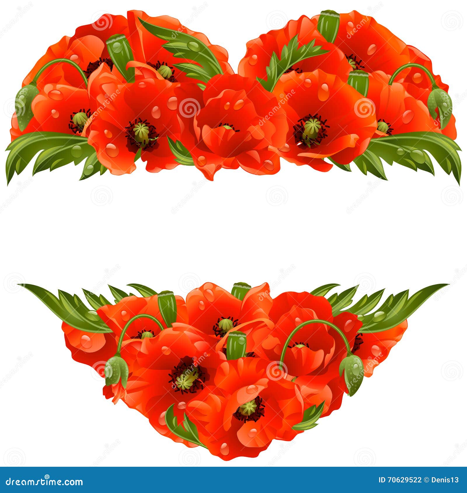 Red Poppy Frame Vector Illustration Isolated On White Background ...