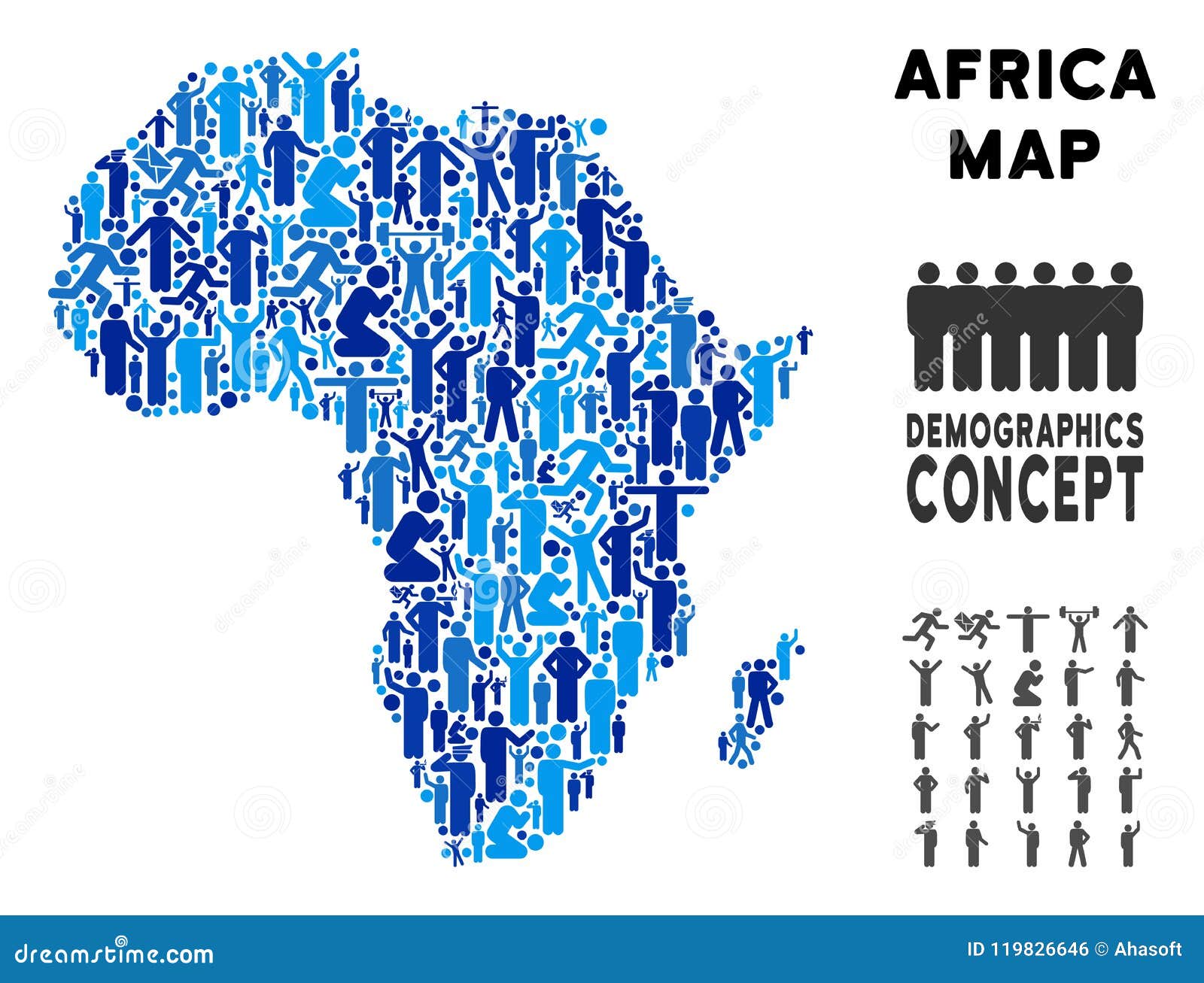 People Africa Map stock vector. Illustration of blue - 119826646