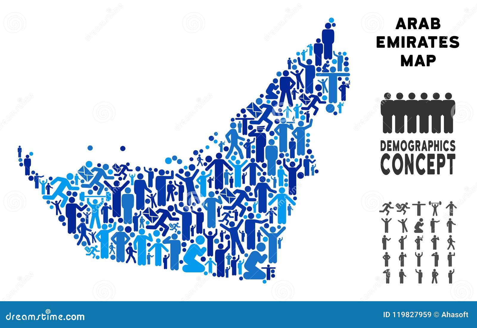 Demographics Arab Emirates Map Stock Vector - Illustration of abstract ...