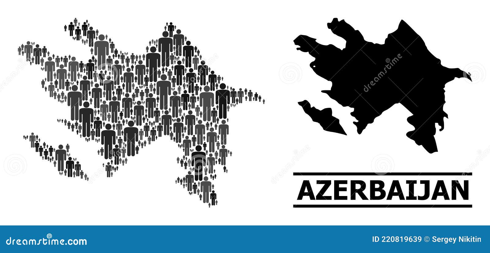 Vector Population Collage Map of Azerbaijan and Solid Map Stock Vector ...
