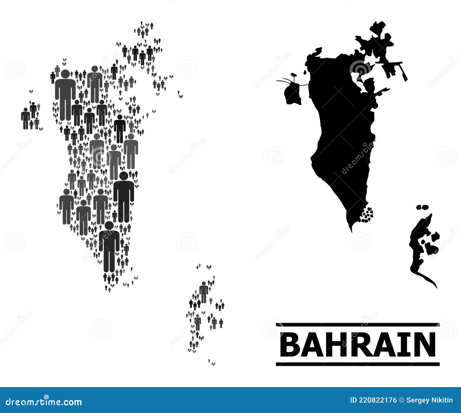 Vector Population Collage Map of Bahrain and Solid Map Stock Vector ...