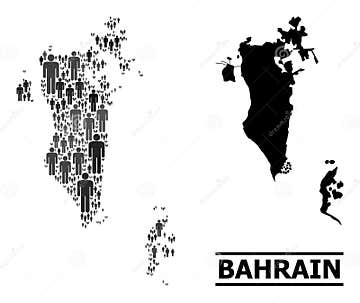 Vector Population Collage Map of Bahrain and Solid Map Stock Vector ...
