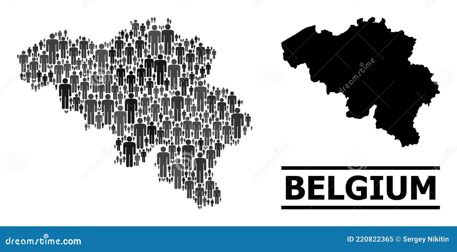 Vector Population Collage Map of Belgium and Solid Map Stock Vector - Illustration of social ...