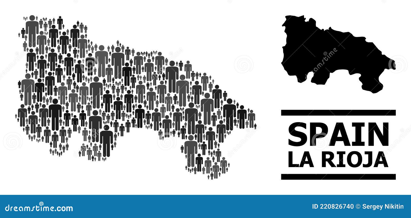 Vector Population Collage Map of La Rioja Spanish Province and Solid ...