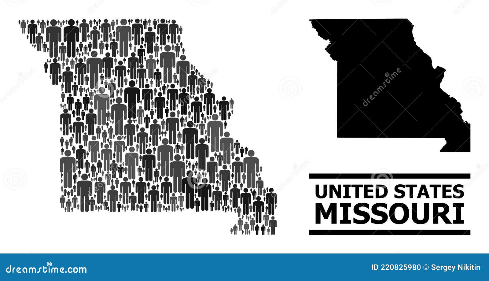 Vector Population Collage Map of Missouri State and Solid Map Stock ...