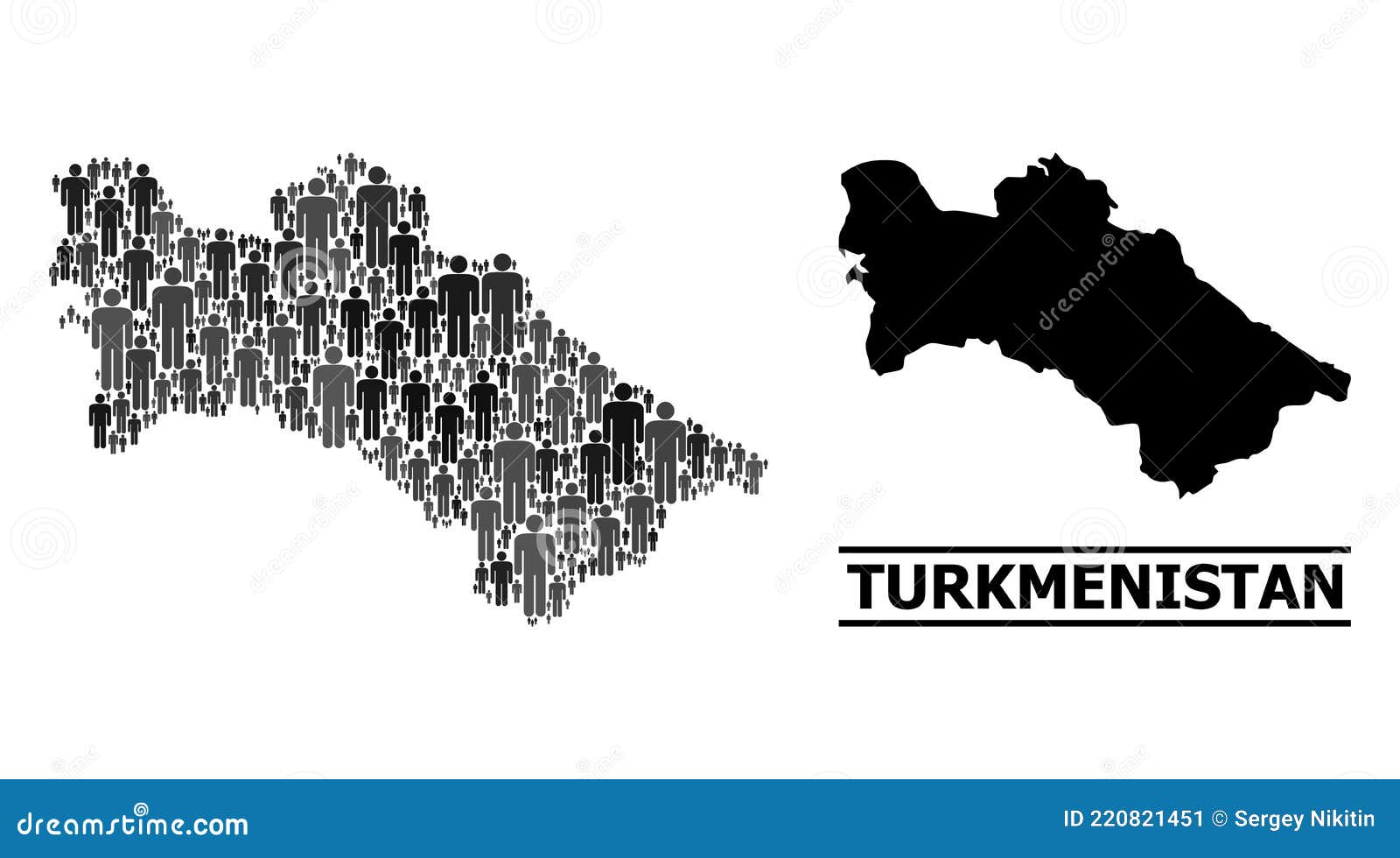 Turkmenistan Population Map. Stick Figures Turkmenian People Map ...