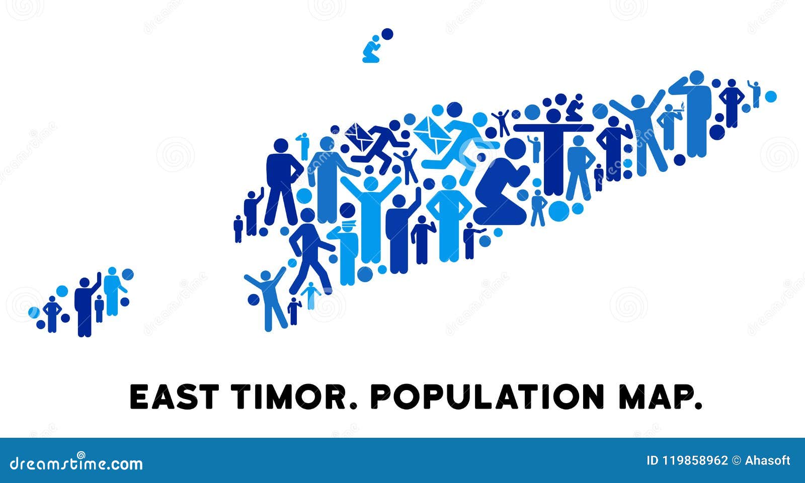 Demographics East Timor Map Stock Vector - Illustration of people, blue ...
