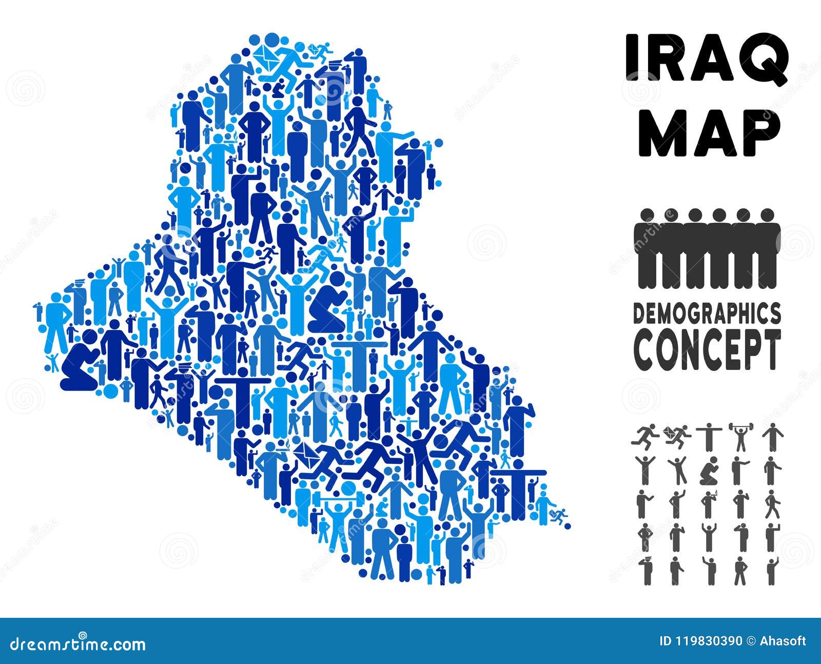Demographics Iraq Map stock vector. Illustration of items - 119830390