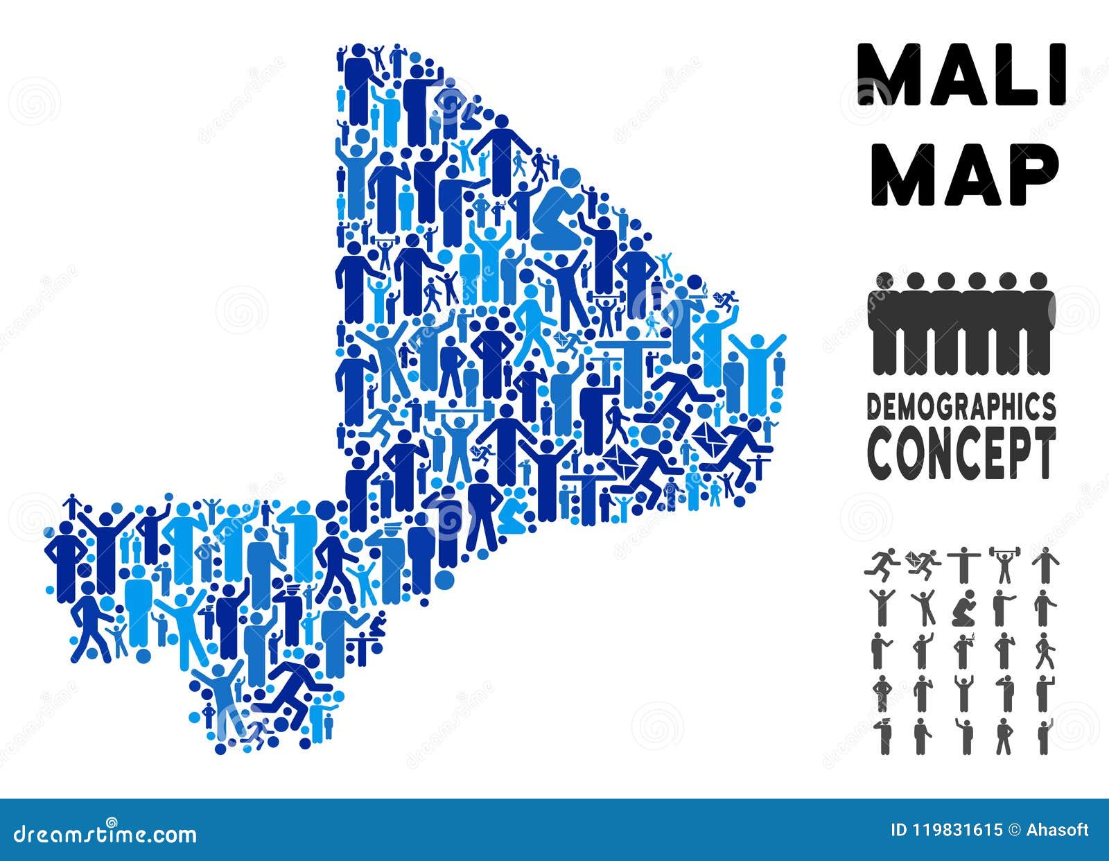 Demographics Mali Map stock vector. Illustration of concept - 119831615