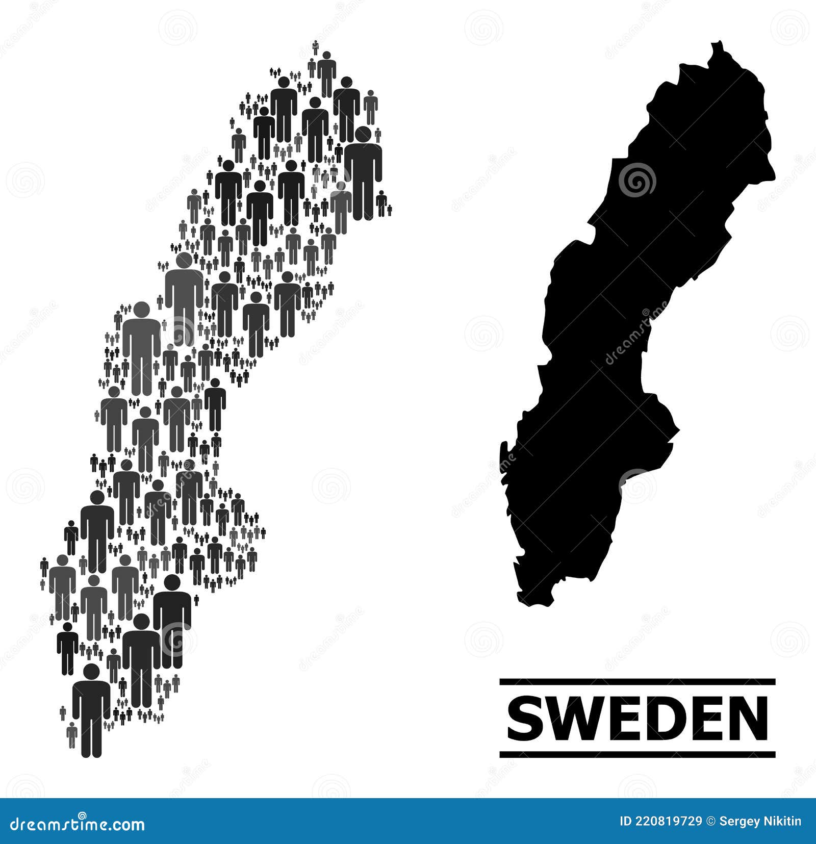 Vector Population Mosaic Map of Sweden and Solid Map Stock Vector ...