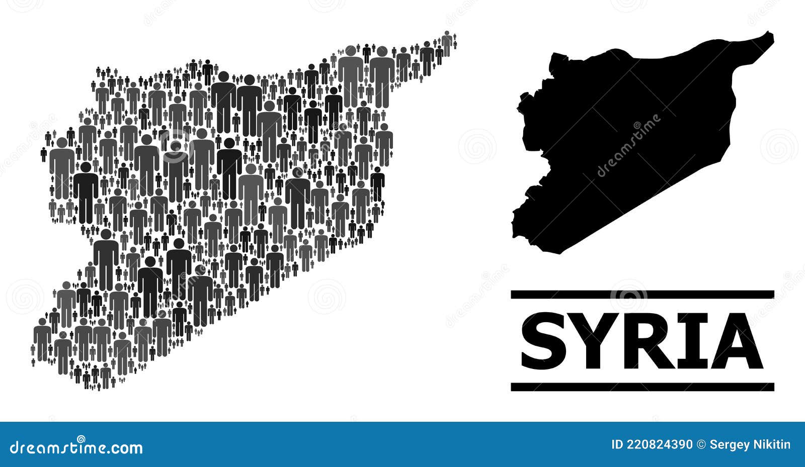 Vector Population Mosaic Map of Syria and Solid Map Stock Vector ...