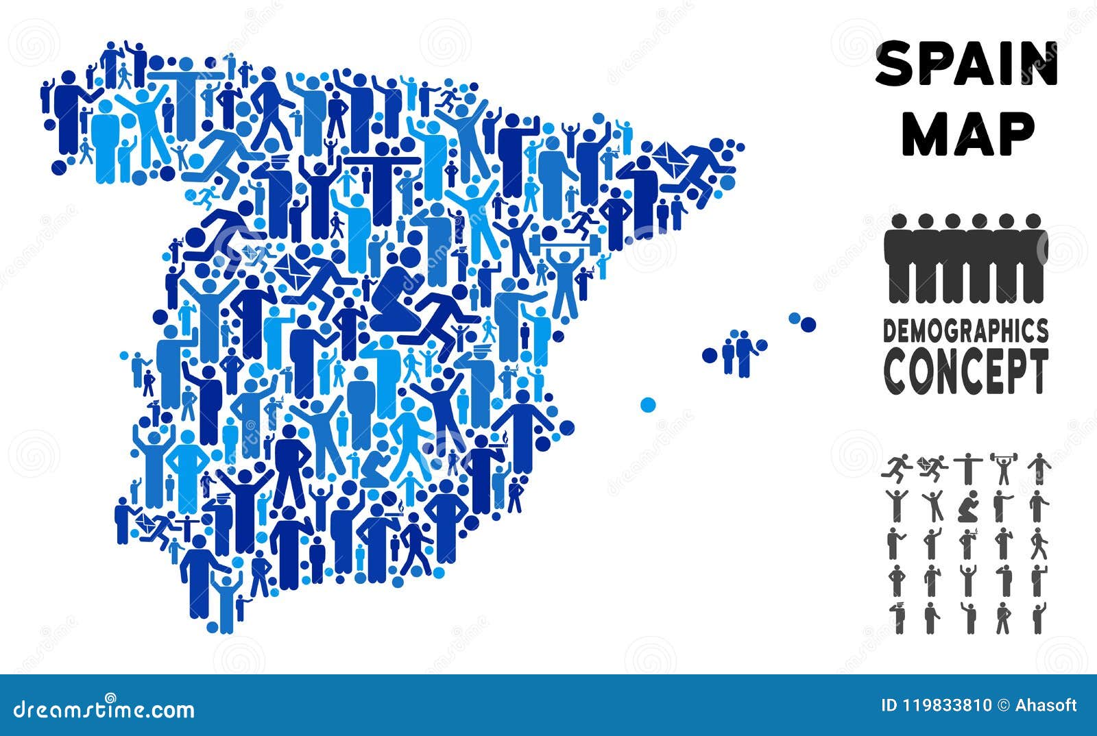 People Spain Map stock vector. Illustration of geography - 119833810