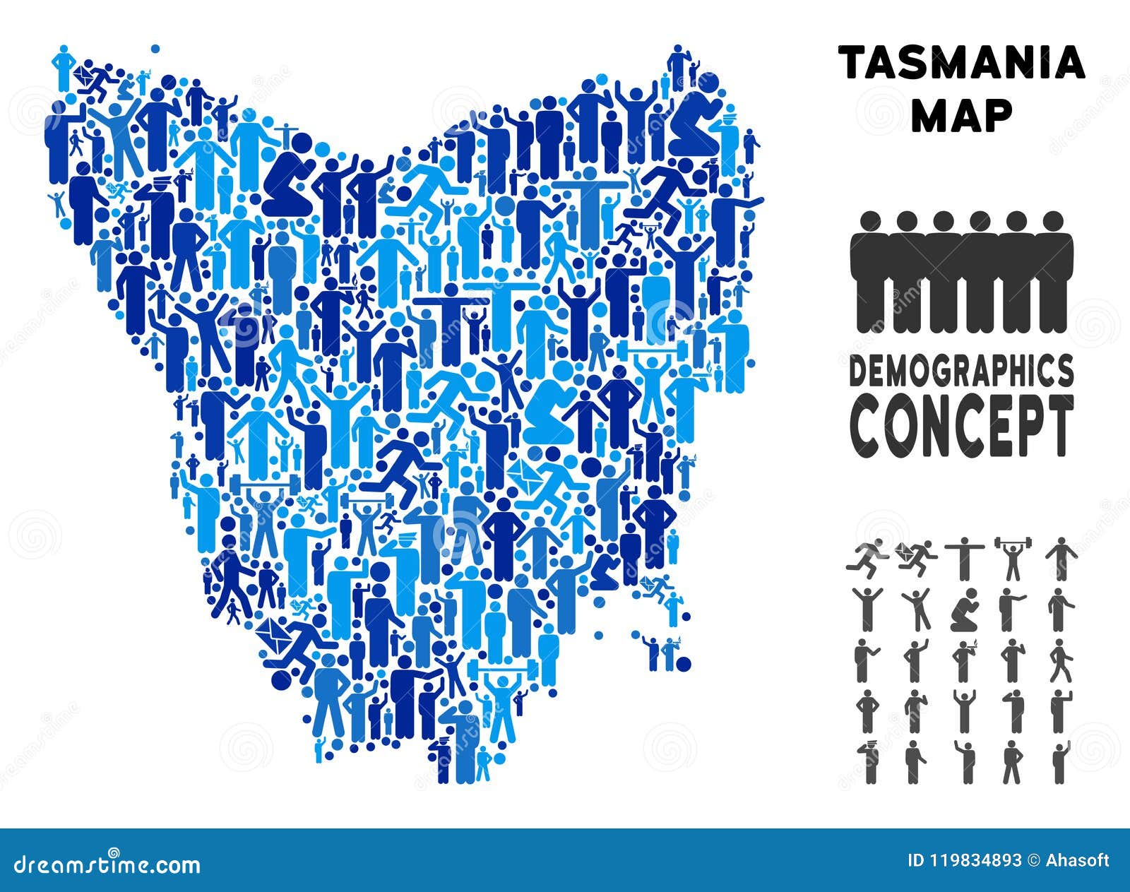 Demographics Tasmania Island Map Stock Vector - Illustration of people ...