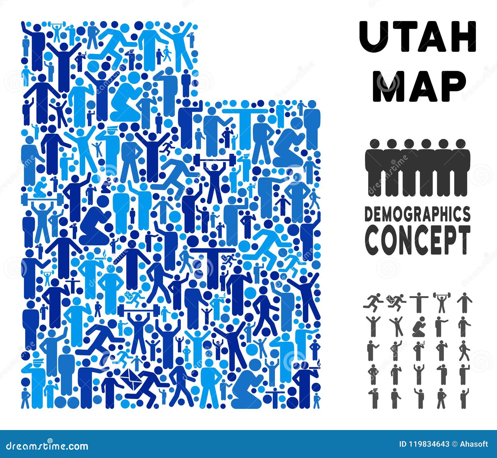 Demographics Utah State Map Stock Vector - Illustration of land ...