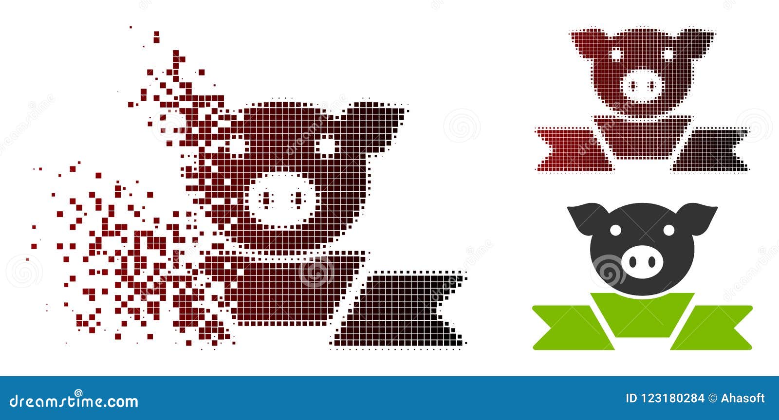 Destructed Pixel Halftone Pork Award Ribbon Icon Stock Vector ...