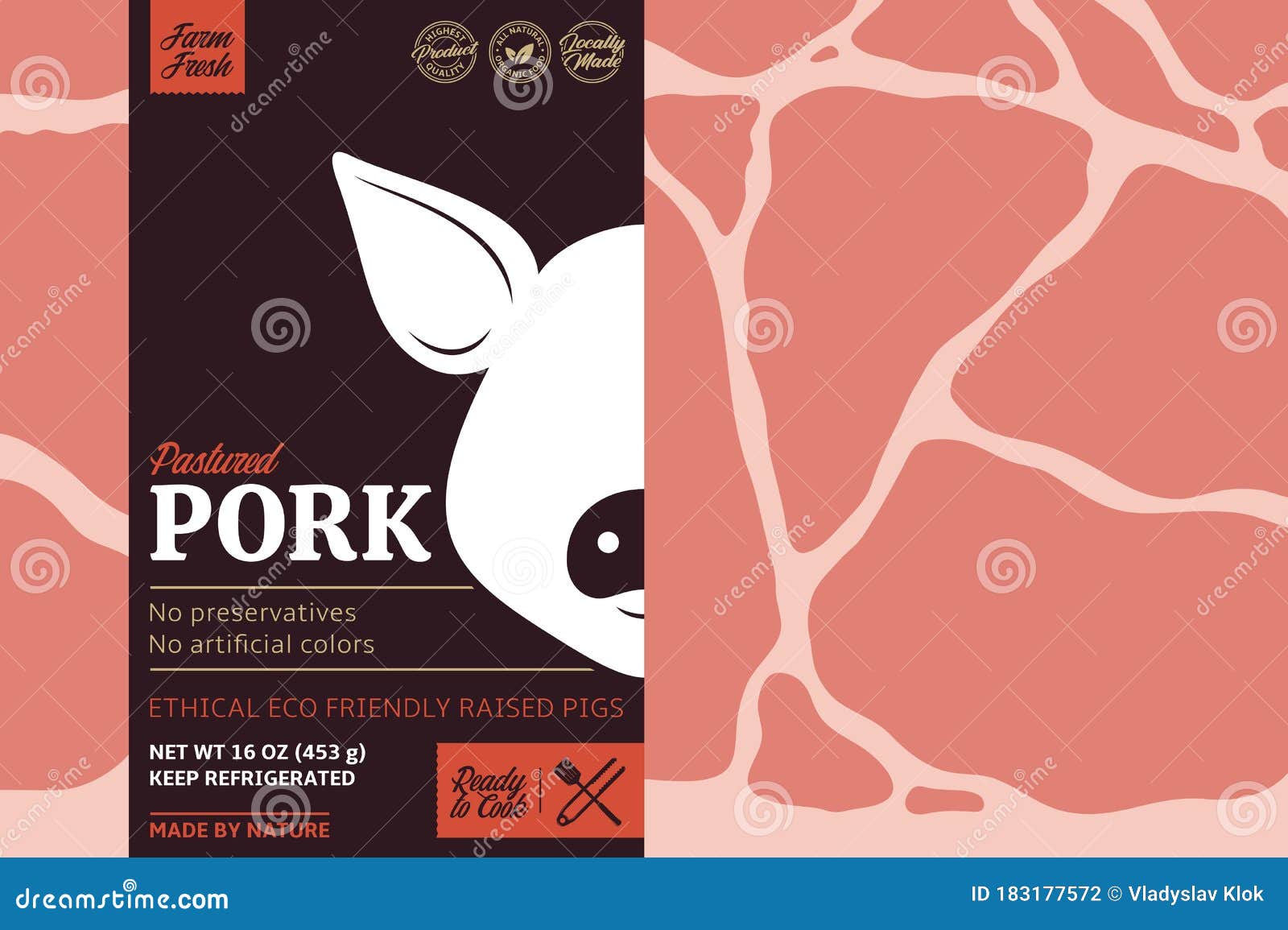 Vector Pork Label Design Concept Stock Vector - Illustration of meat ...