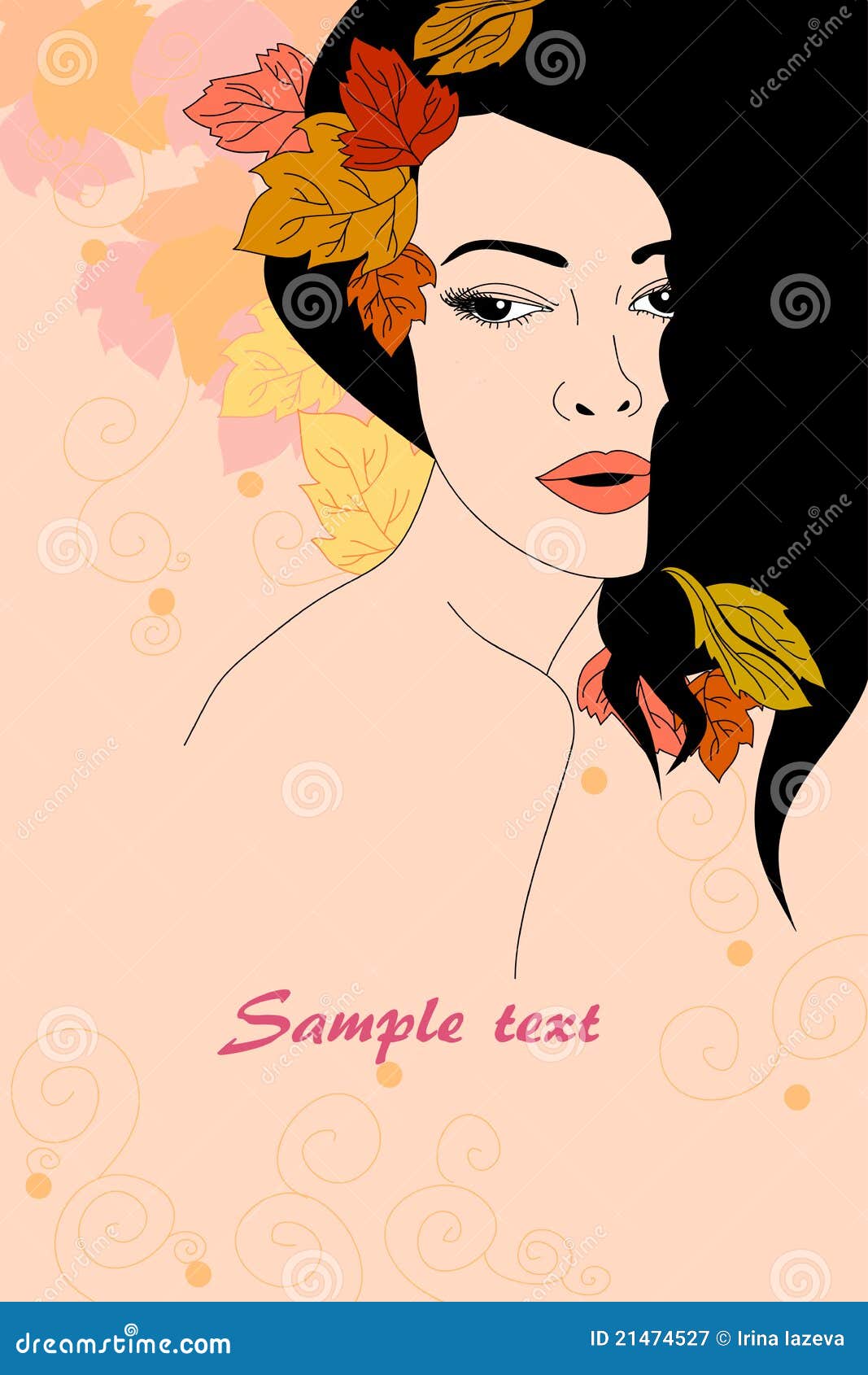 Vector Portrait of Beautiful Girl Stock Vector - Illustration of girl ...
