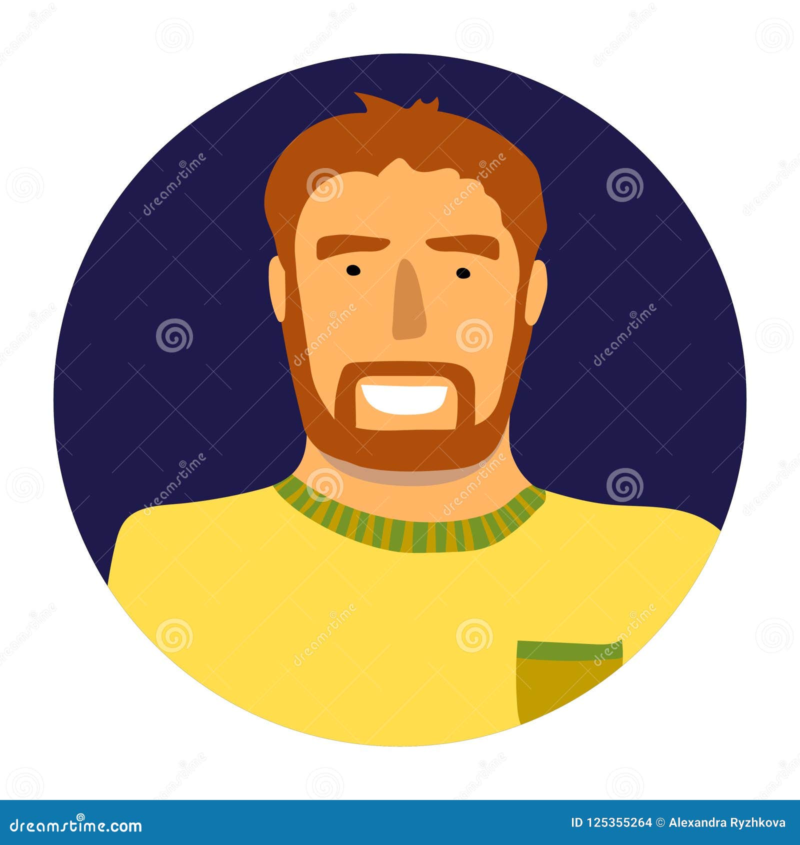 Vector Portrait of Smiling Man in a Circle Stock Illustration ...