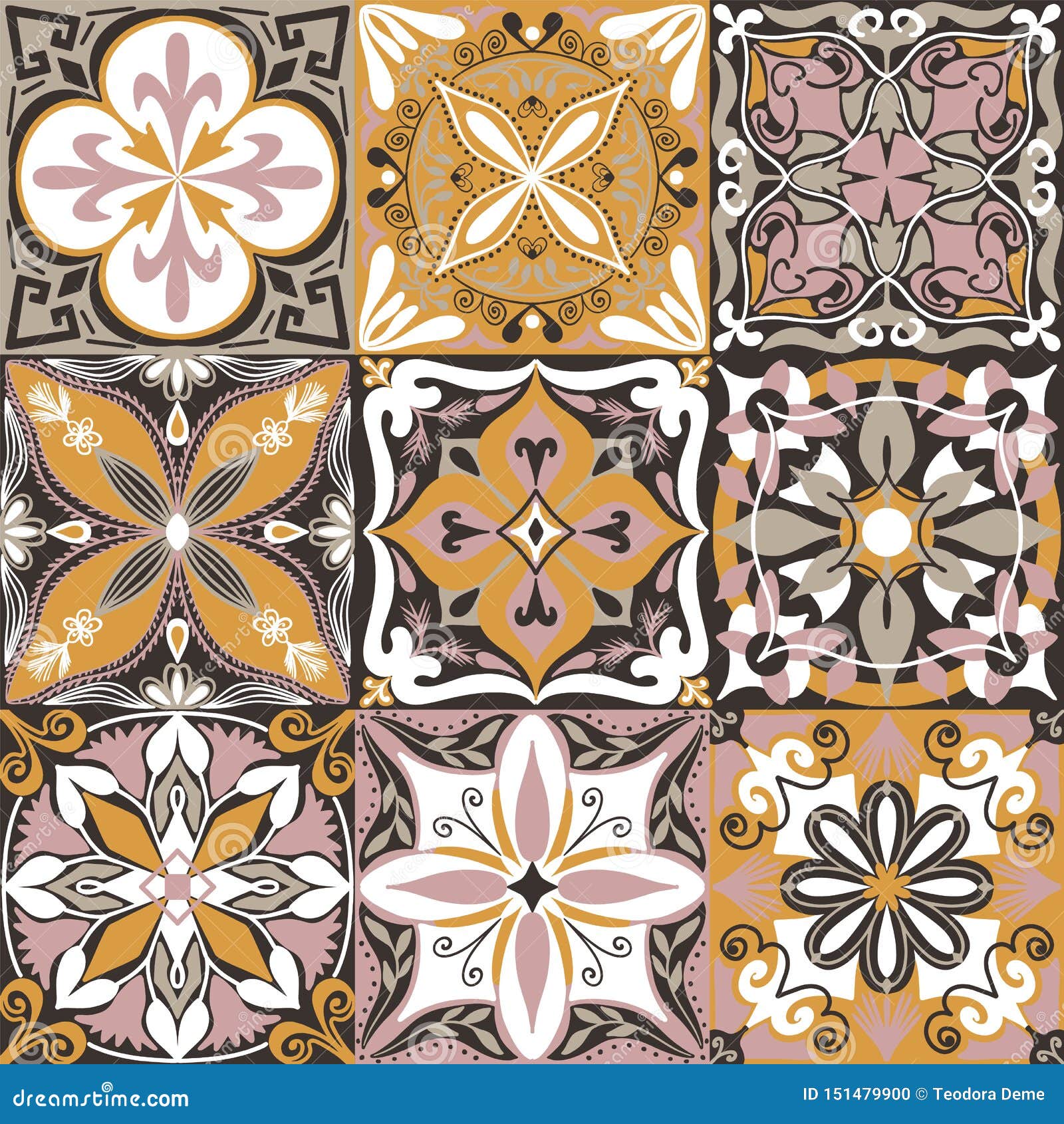Vector Portuguese Azulejo Tiles Seamless Pattern Background. Stock ... Vector Portuguese Azulejo Tiles Seamless Pattern Background. Stock ...
