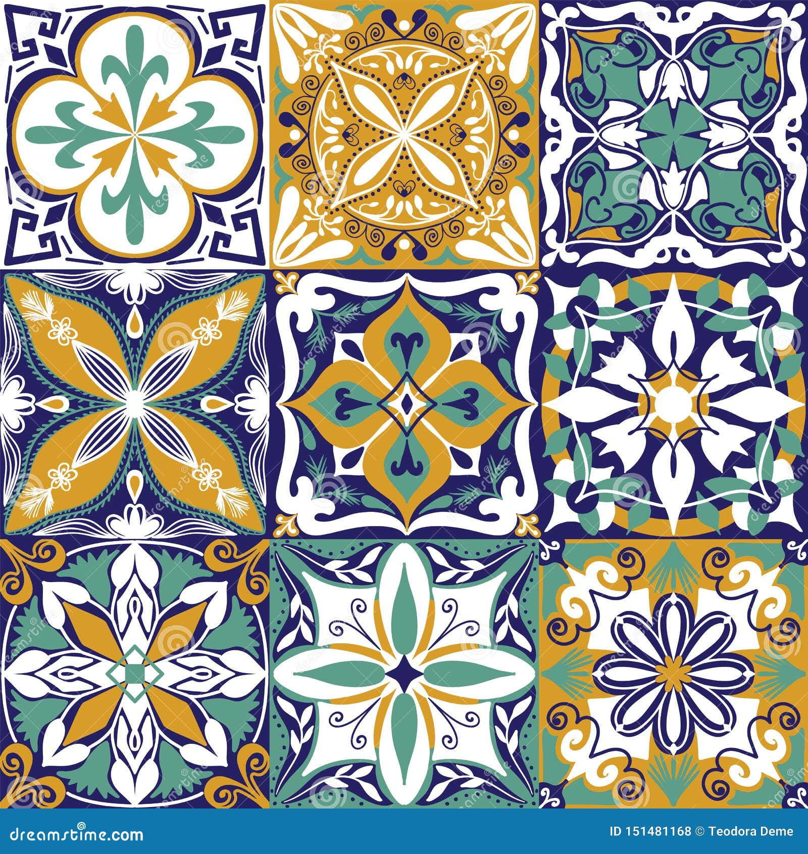 Vector Portuguese Azulejo Tiles Seamless Pattern Background. Stock ... Vector Portuguese Azulejo Tiles Seamless Pattern Background. Stock ...