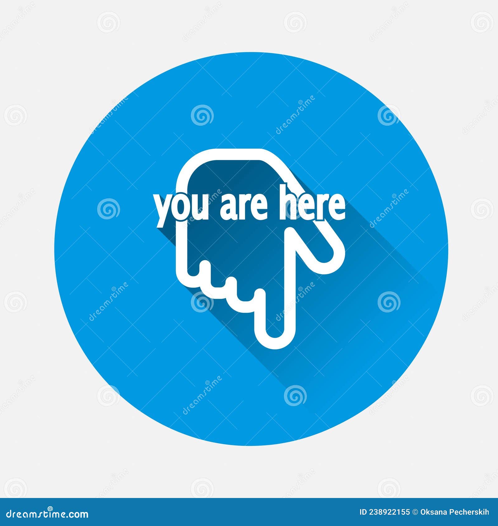 Vector Position Icon. You are Here Icon on Blue Background. Flat Image ...