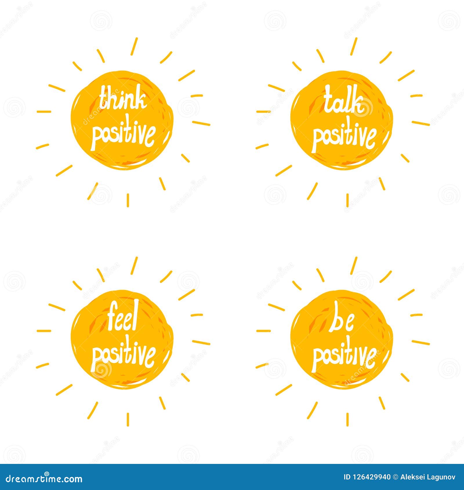 Vector Positive Icons: Think, Talk, Feel, Be Positive, Optimism. Stock ...