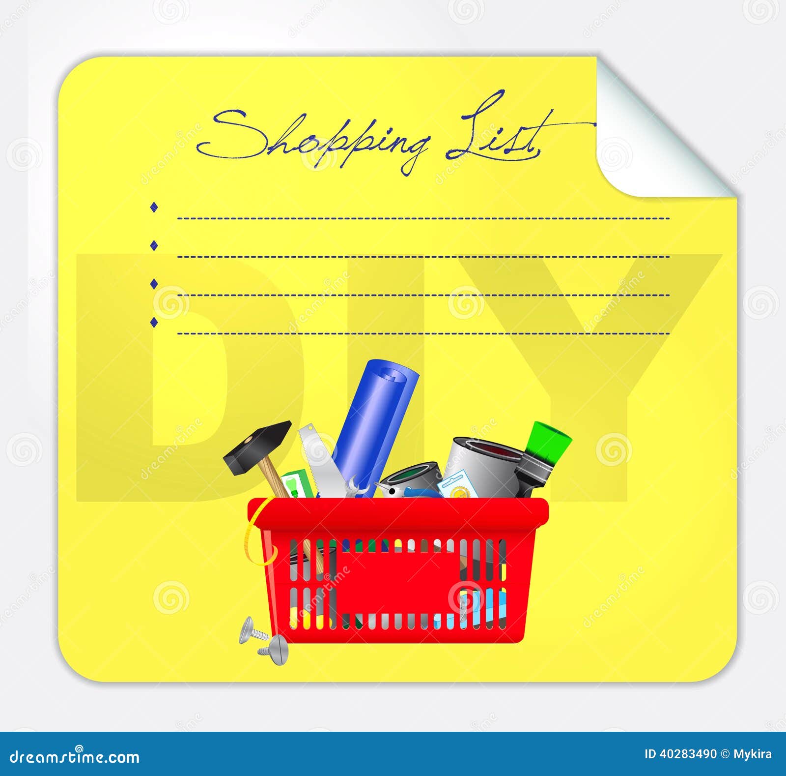 Vector Post-it Shopping List Illustration Stock Vector - Illustration ...