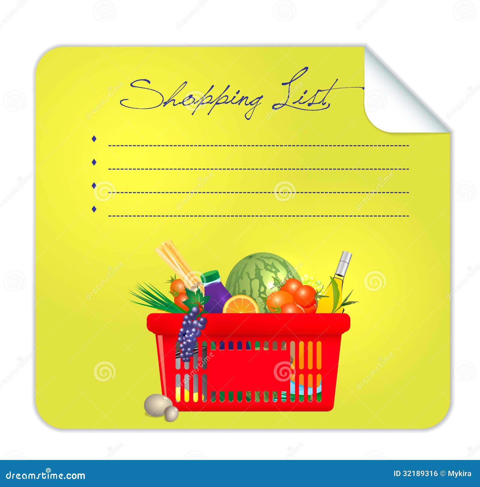 Vector Post-it Shopping List Illustration Stock Vector - Illustration ...