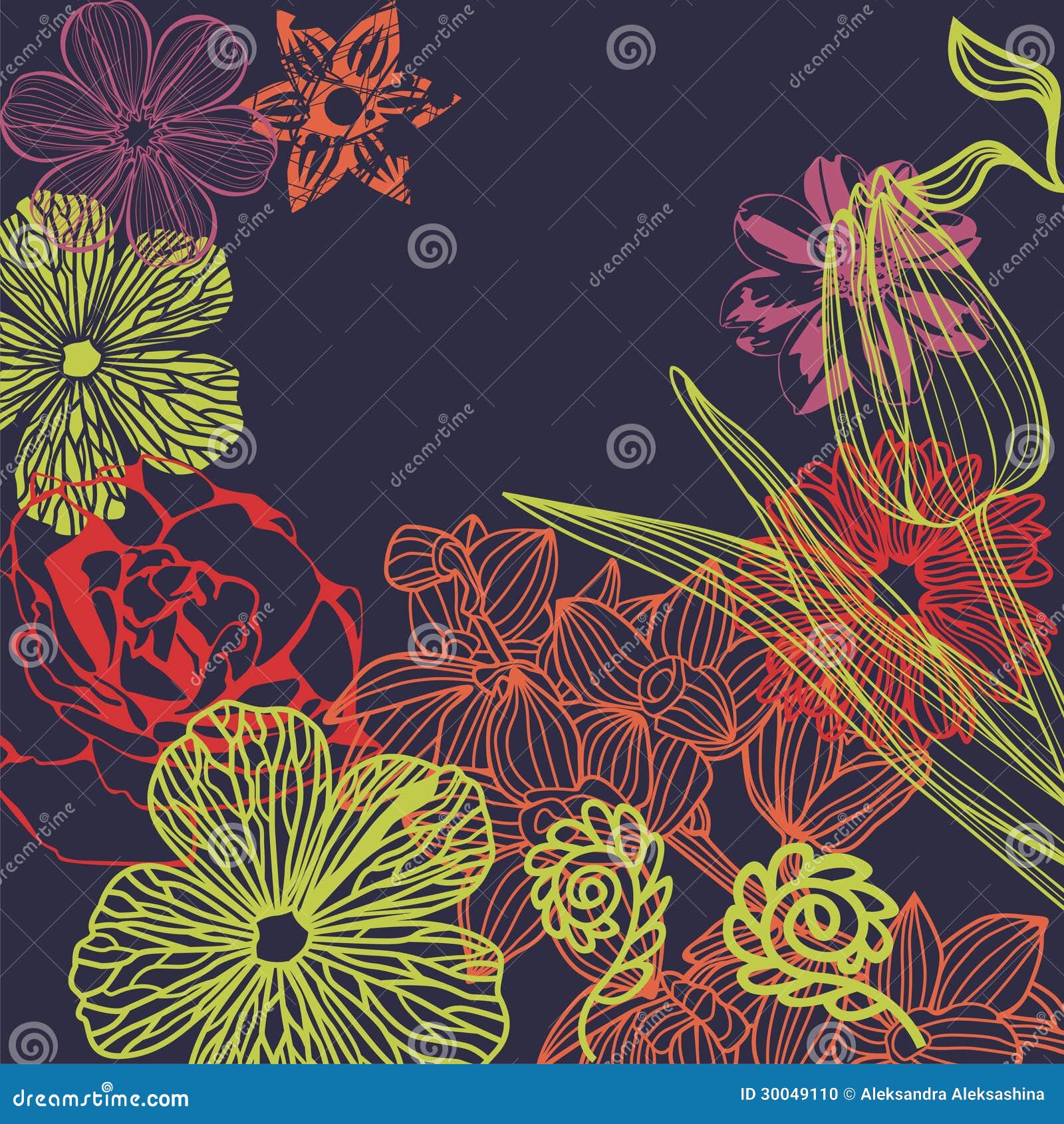Floral postcard stock illustration. Illustration of graphic - 30049110