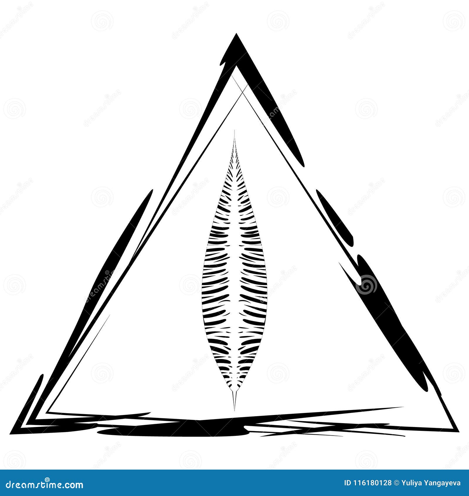 Vector Postcard with a Pen in a Triangular Frame in Ethnic Style Stock ...