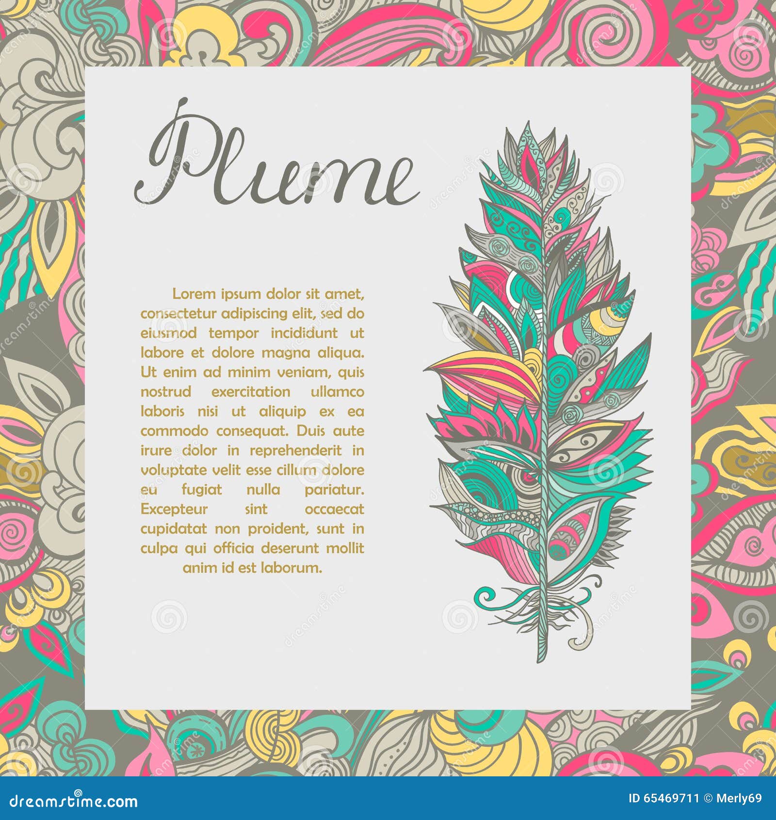 Vector Postcard with Plume and Text Sample. Stock Vector - Illustration ...