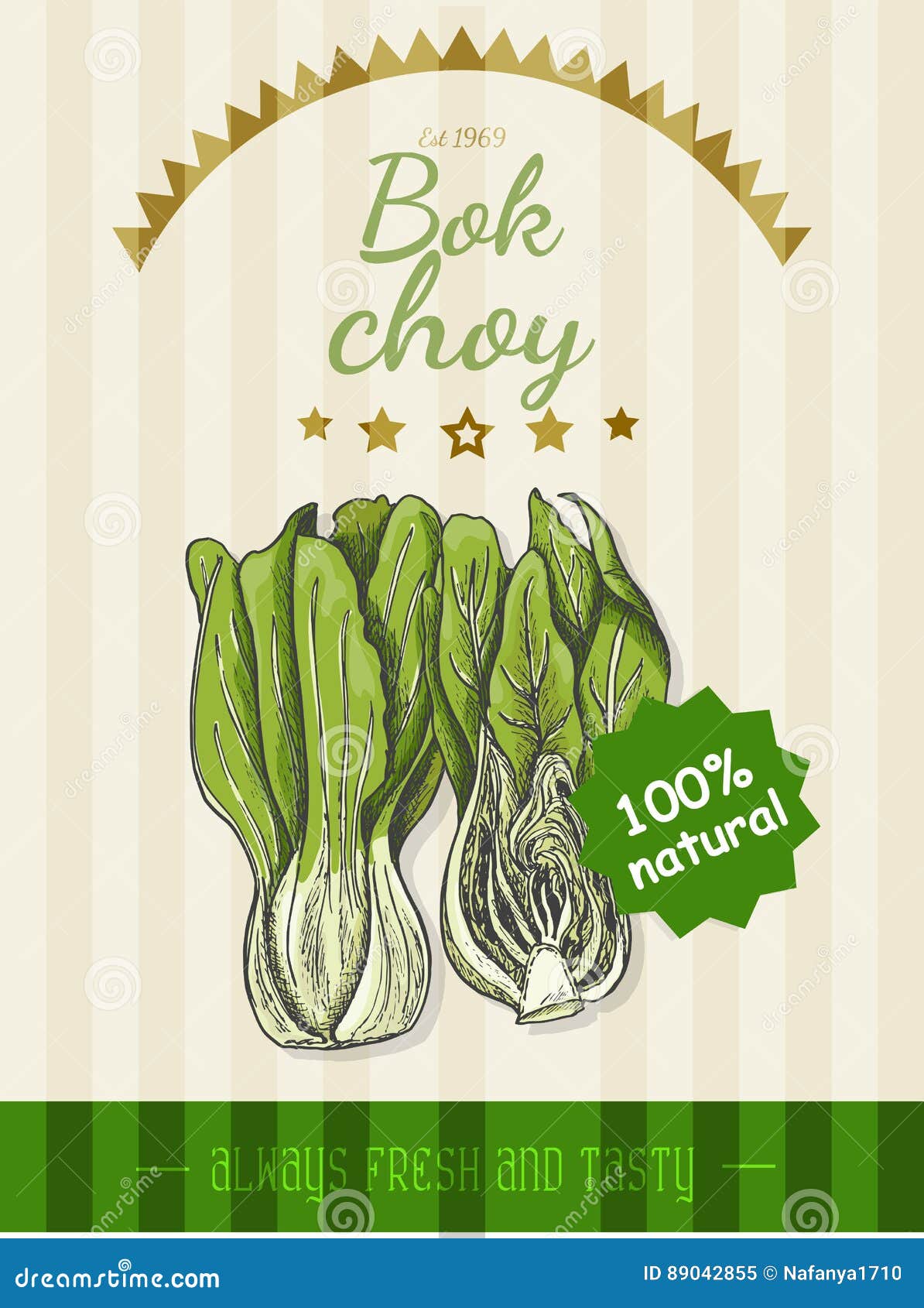 Vector Poster with a Bok Choy in a Sketch Style Stock Vector ...