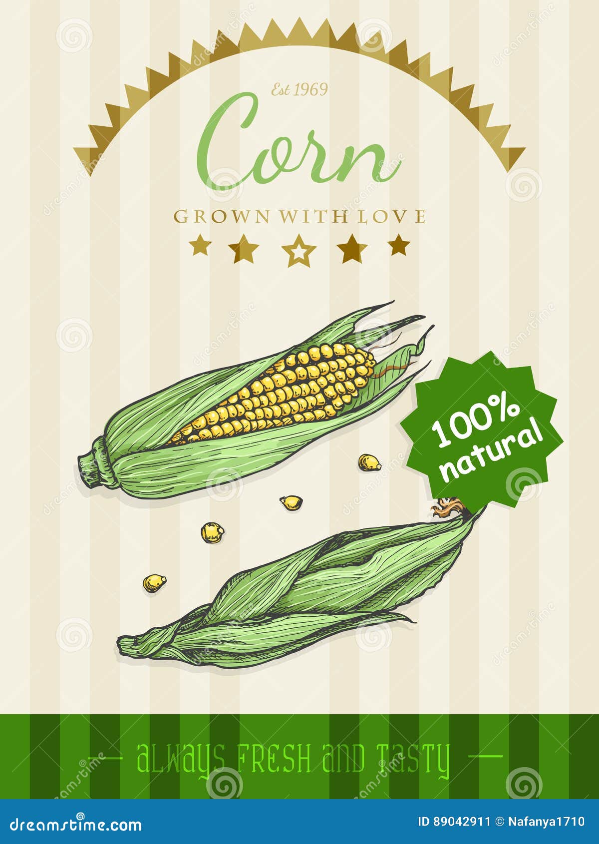 Vector Poster with a Corn in a Sketch Style Stock Vector - Illustration ...