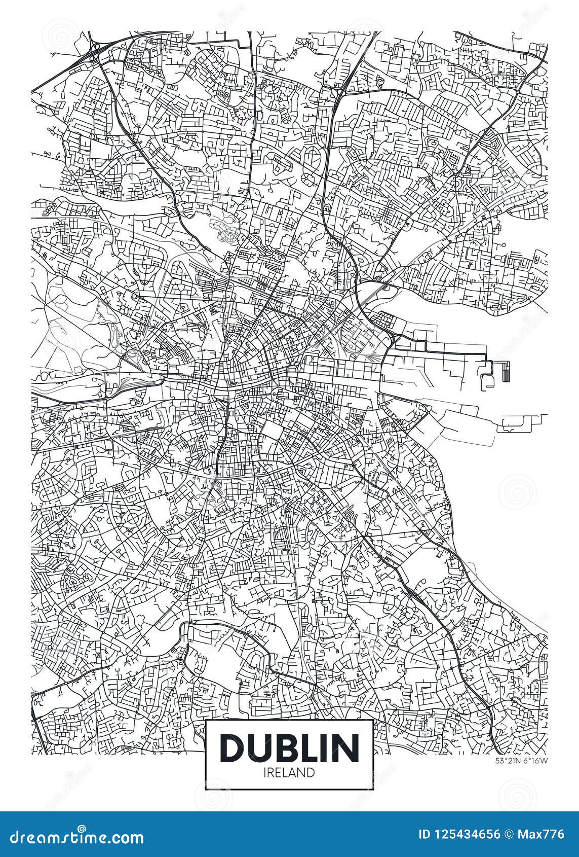 Vector Poster Detailed City Map Dublin Stock Vector - Illustration of ...