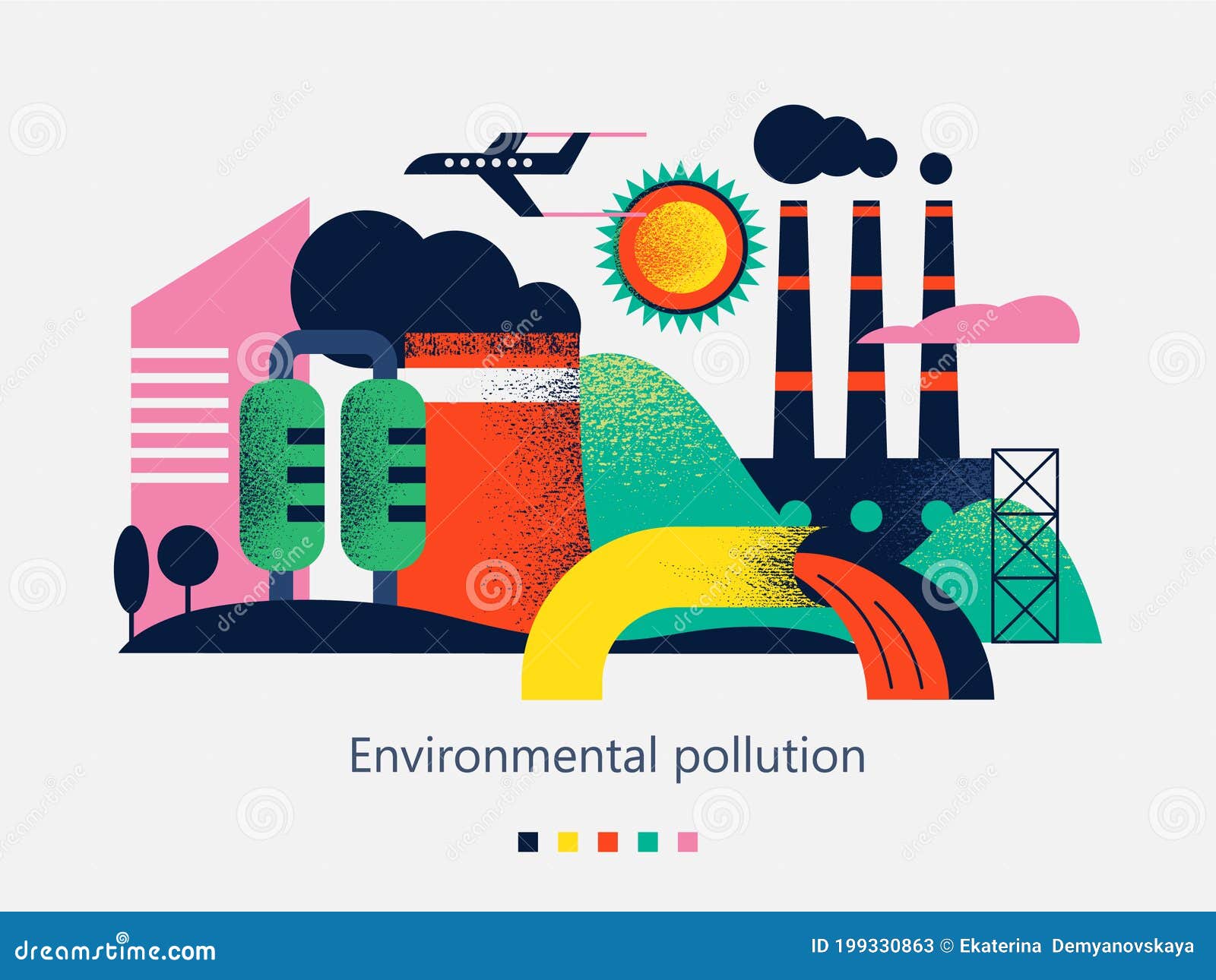 Vector Poster. Environmental Pollution. Stock Vector - Illustration of ...