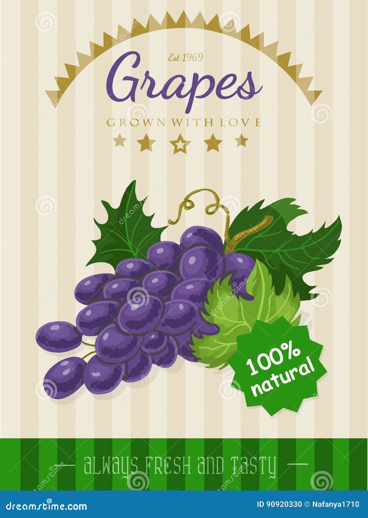 Vector Poster with a Grapes Stock Vector - Illustration of shop ...
