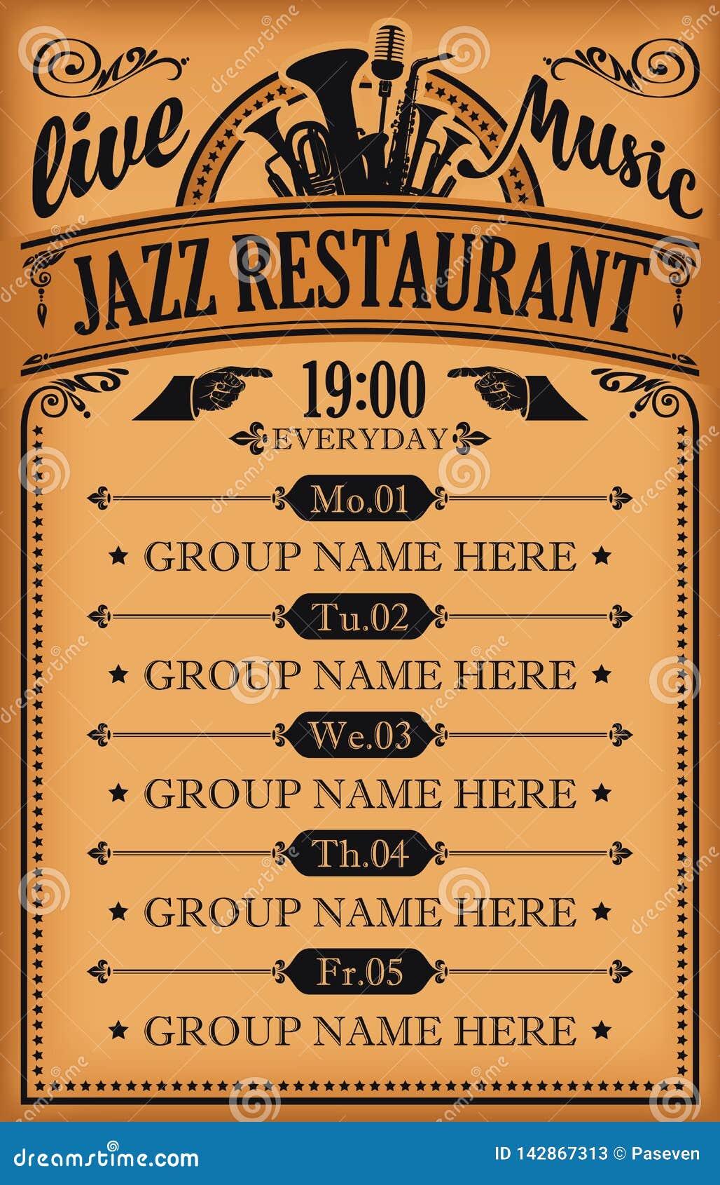 Vector Poster for Jazz Restaurant with Live Music Stock Vector ...