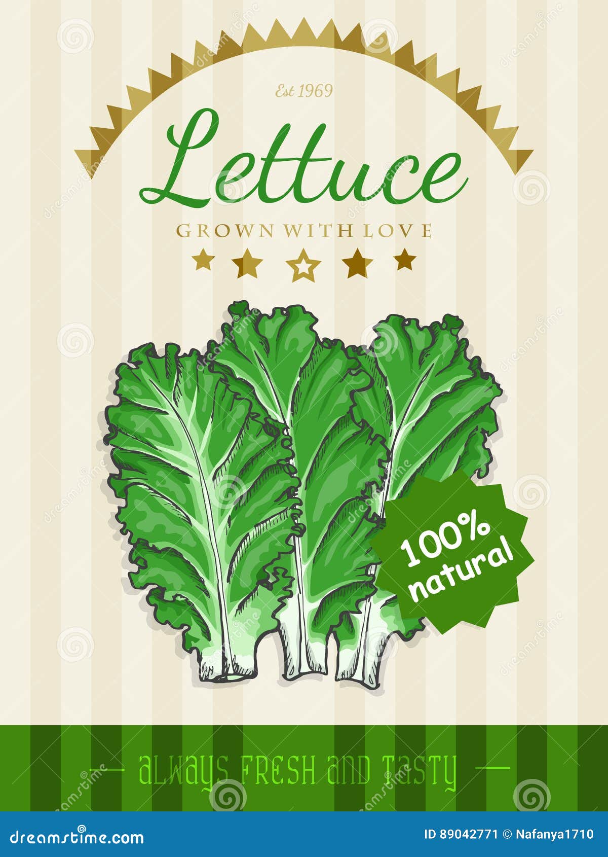 Vector Poster with a Lettuce in a Sketch Style Stock Vector ...