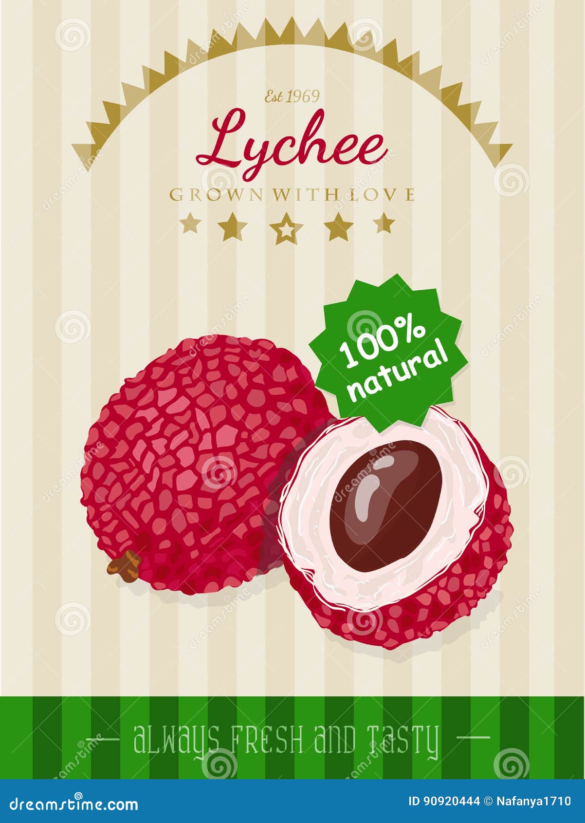 Vector Poster with a Lychee Stock Vector - Illustration of collect ...