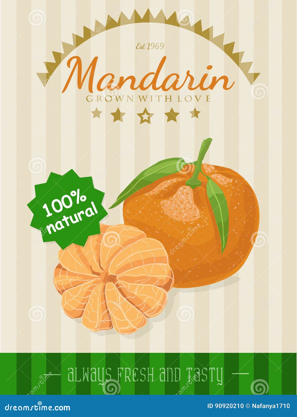 Vector Poster with a Mandarin Stock Vector - Illustration of blank ...