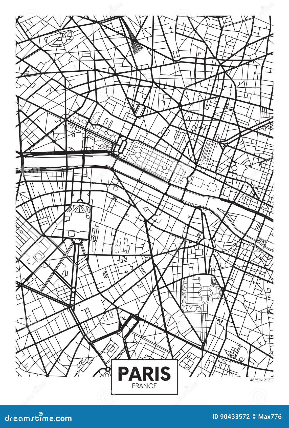 Vector Poster Map City Paris Stock Vector - Illustration of champs ...